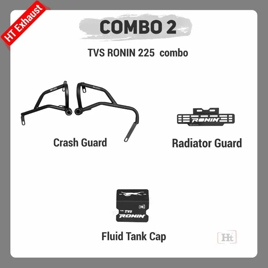 COMBO 2 TVS RONIN 225 Crash Guard + Radiator Guard + Fluid Tank Cap ...